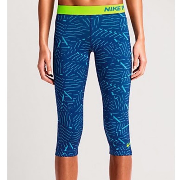 Nike | Pants & Jumpsuits | Nwt Hp Rare Nike Pro Classic Bash Training Capris Blue Lagoon Size ...